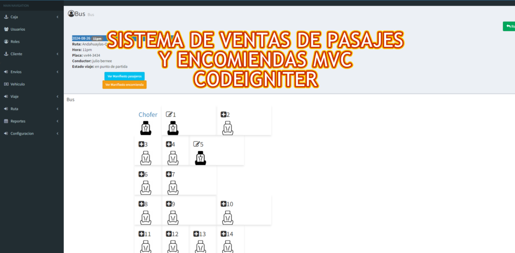 Sistema de Ventas de Pasajes y Encomiendas en CodeIgniter | Código Fuente - Sistemas en PHP ...